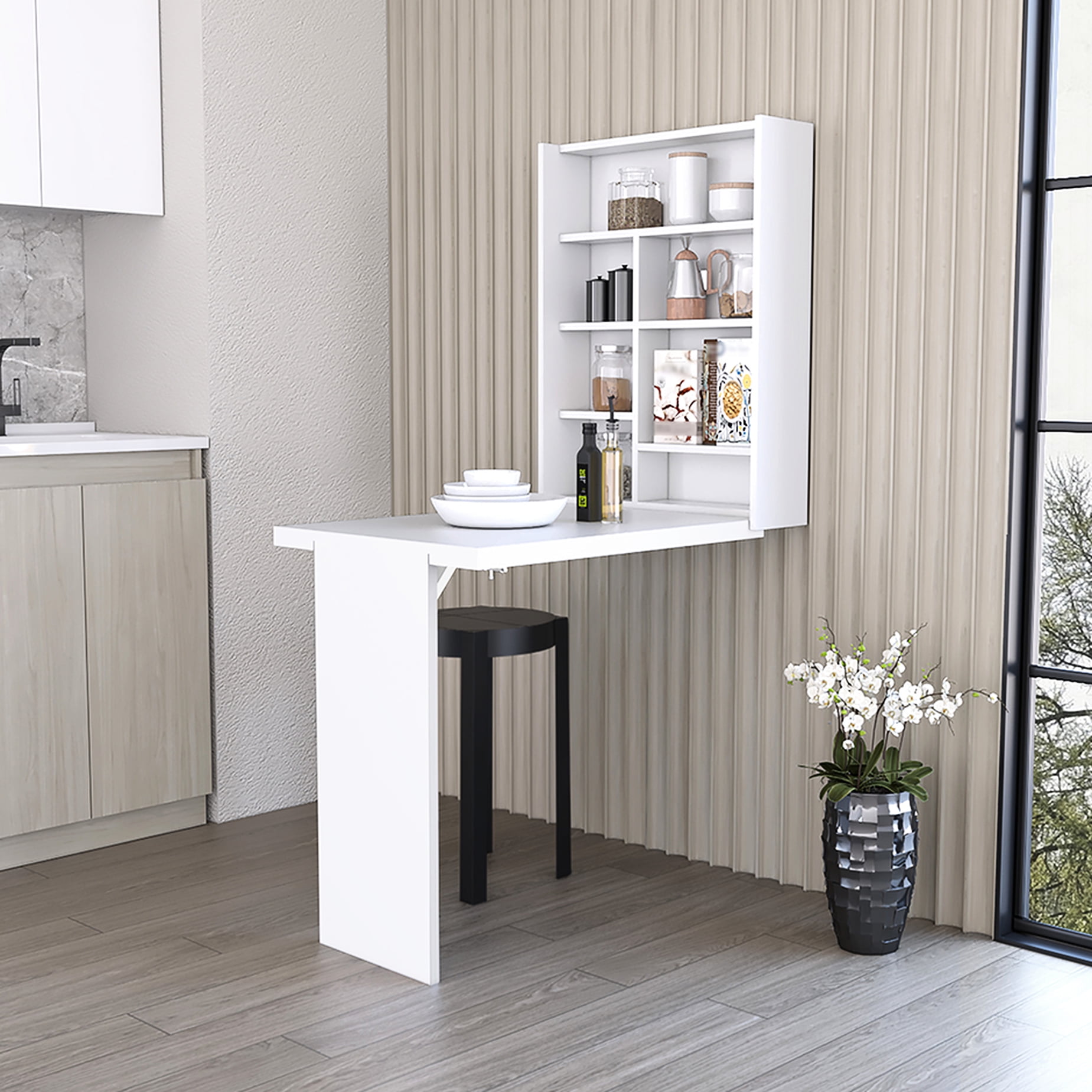 White Foldable Table With Seven Different-size Shelves - Wonderful ...