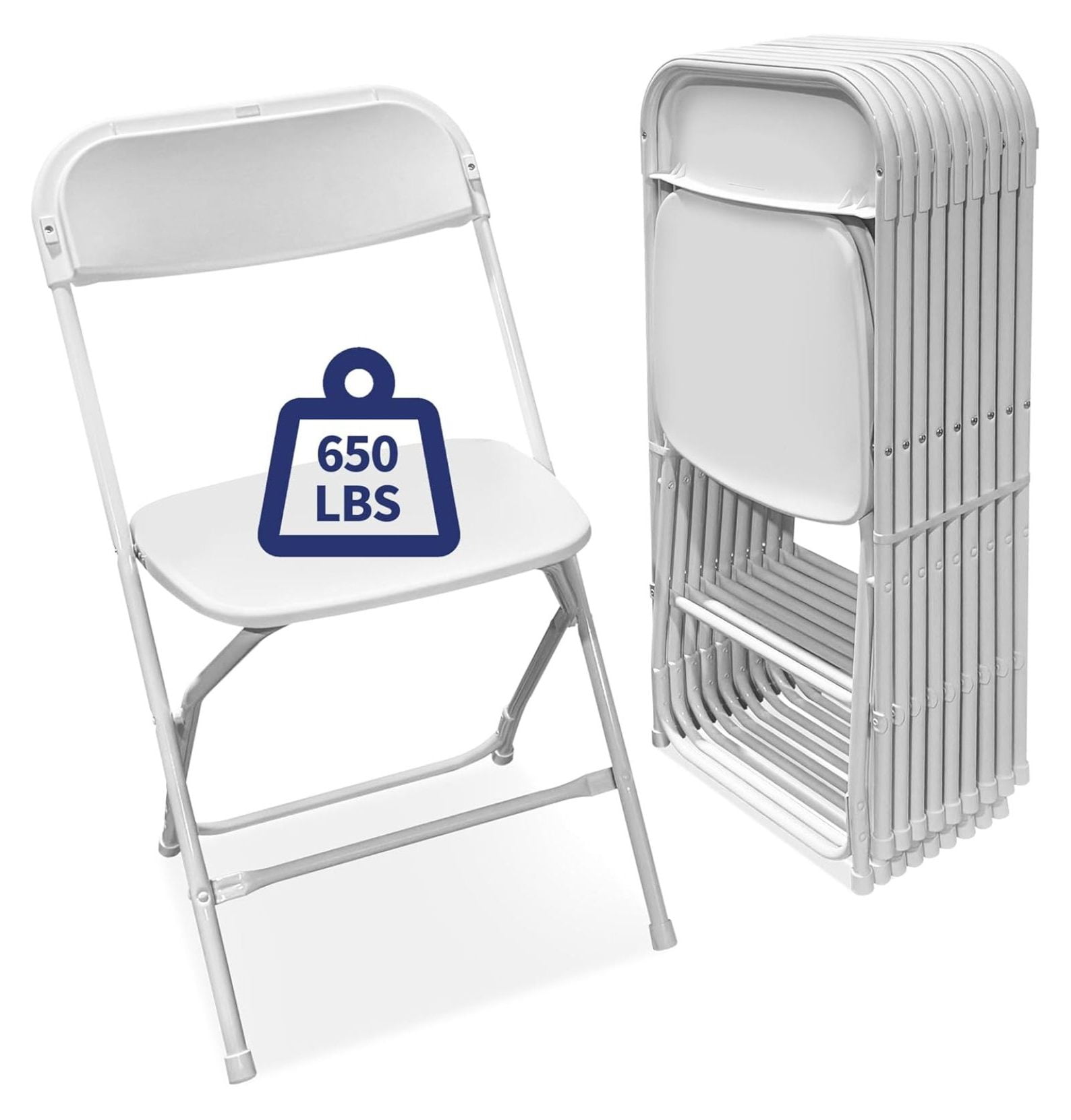 White Folding Chairs 10-Pack,Portable Events Chairs, Plastic Folding ...