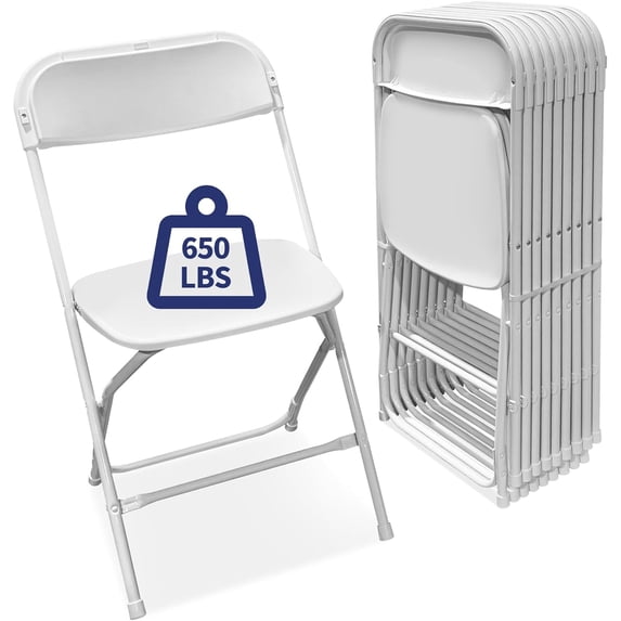 White Folding Chairs 10-Pack,Portable Events Chairs, Plastic Folding ...