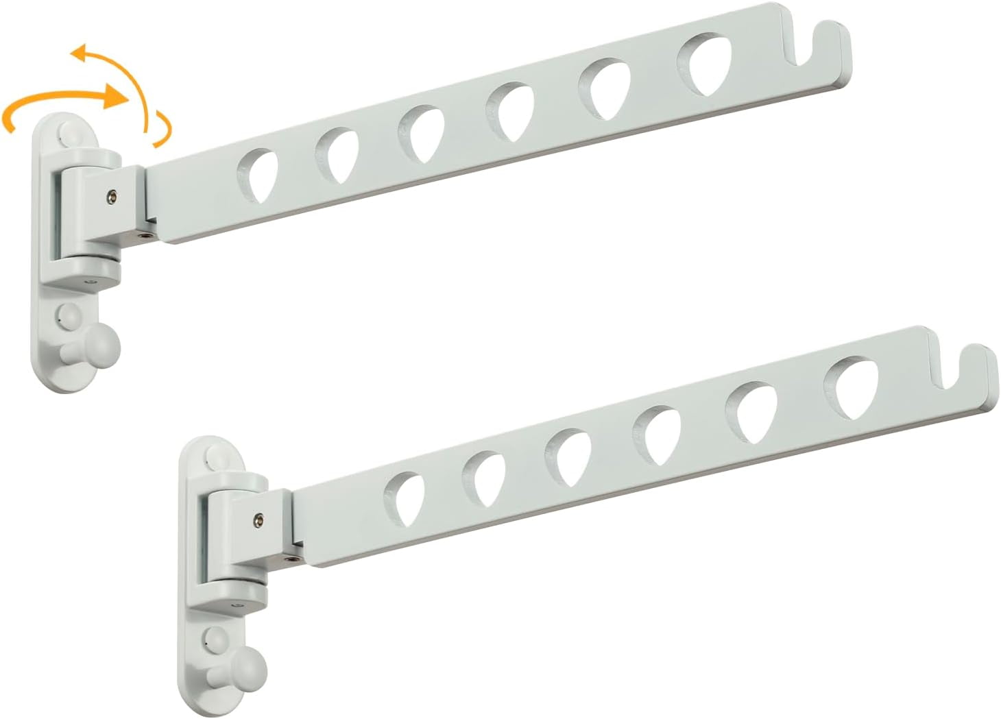 White Folding Laundry Hanger for Wall, 180° Swing Arm and 90° Fold Up ...