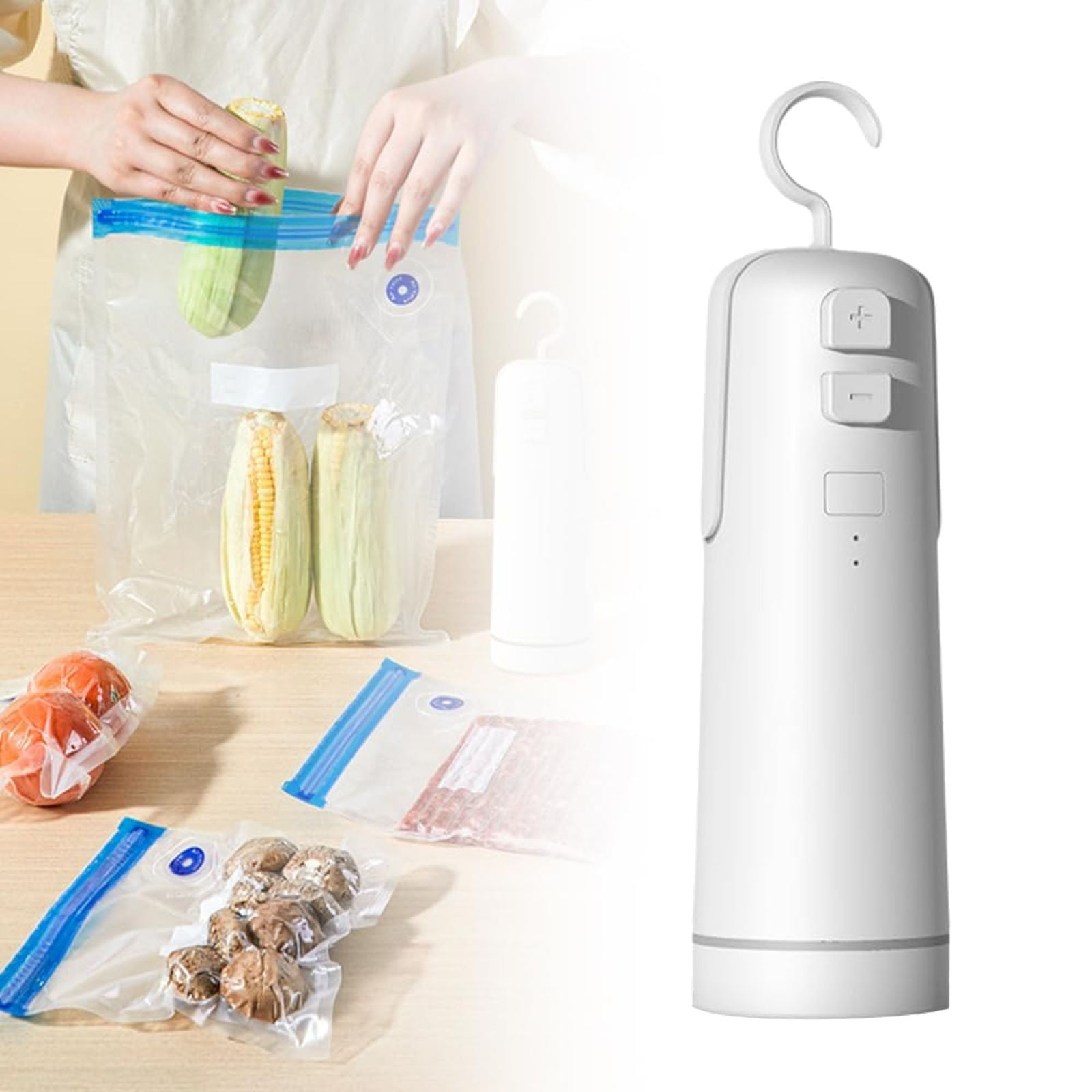 White Food Storage Bags 2025 Upgrade 2 In 1 Mini Food Sealer ...
