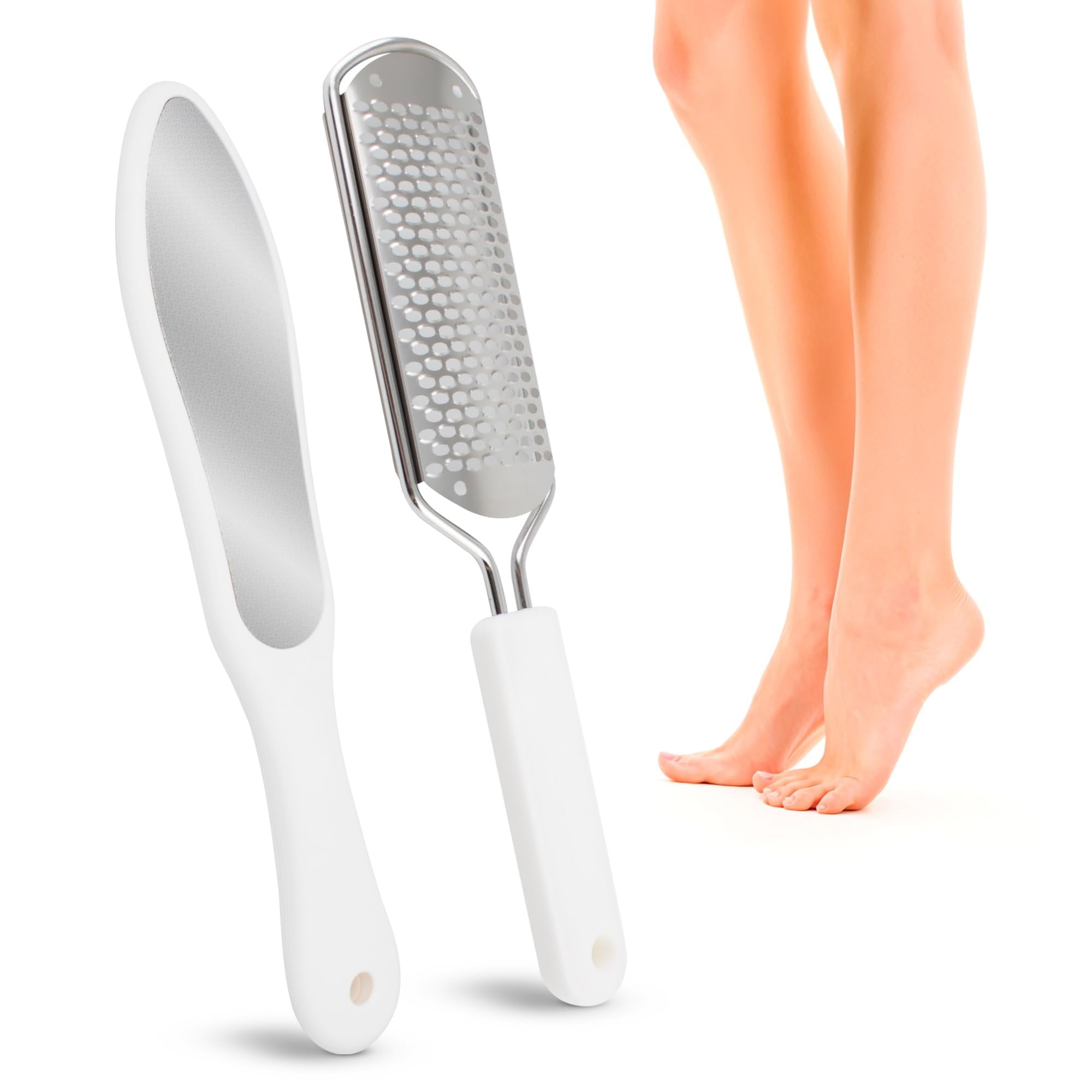 White Foot Rasp and Double Sided Callus Remover for Feet. 2-in-1 Set of ...