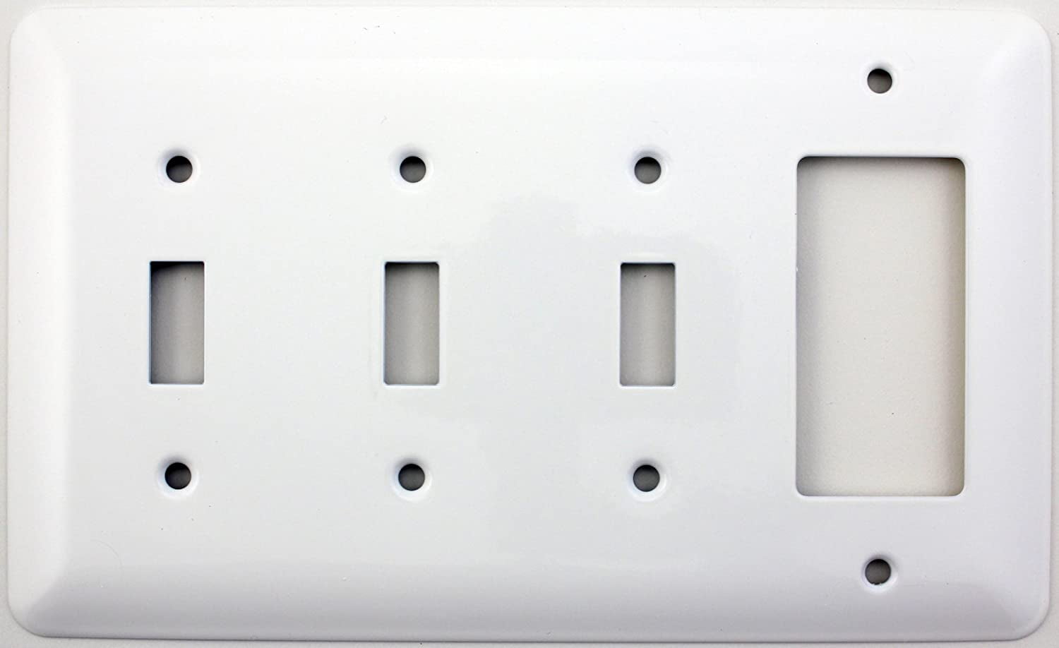 White Four Gang Combination Switch Plate - Three Toggle Light Switch ...