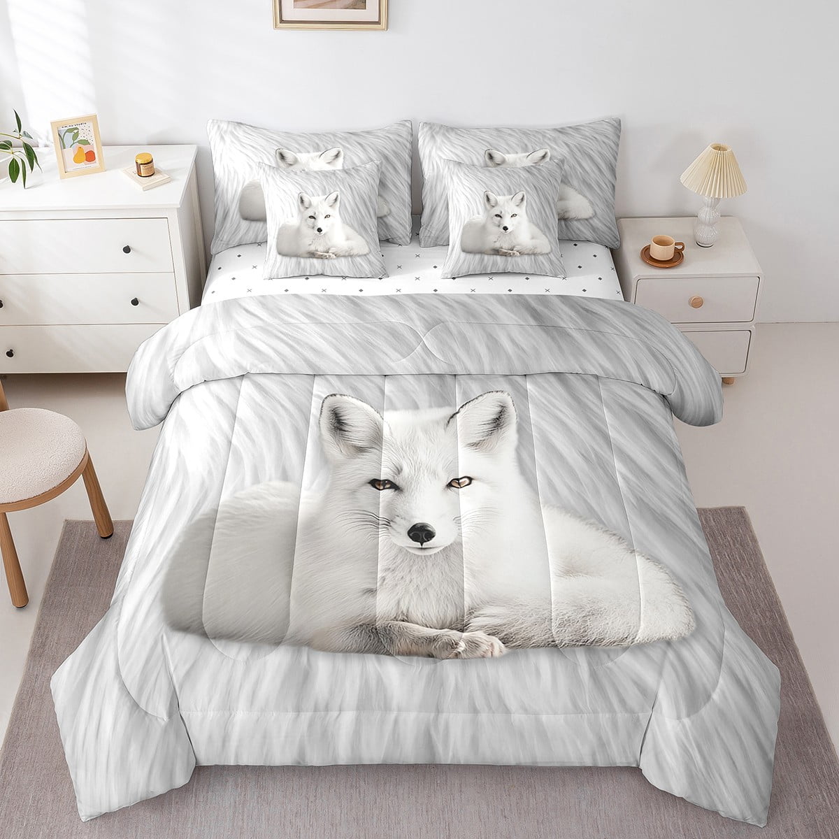 White Fox 7 Piece Bed In A Bag,White Fox Comforter Set,Animal Bedding ...