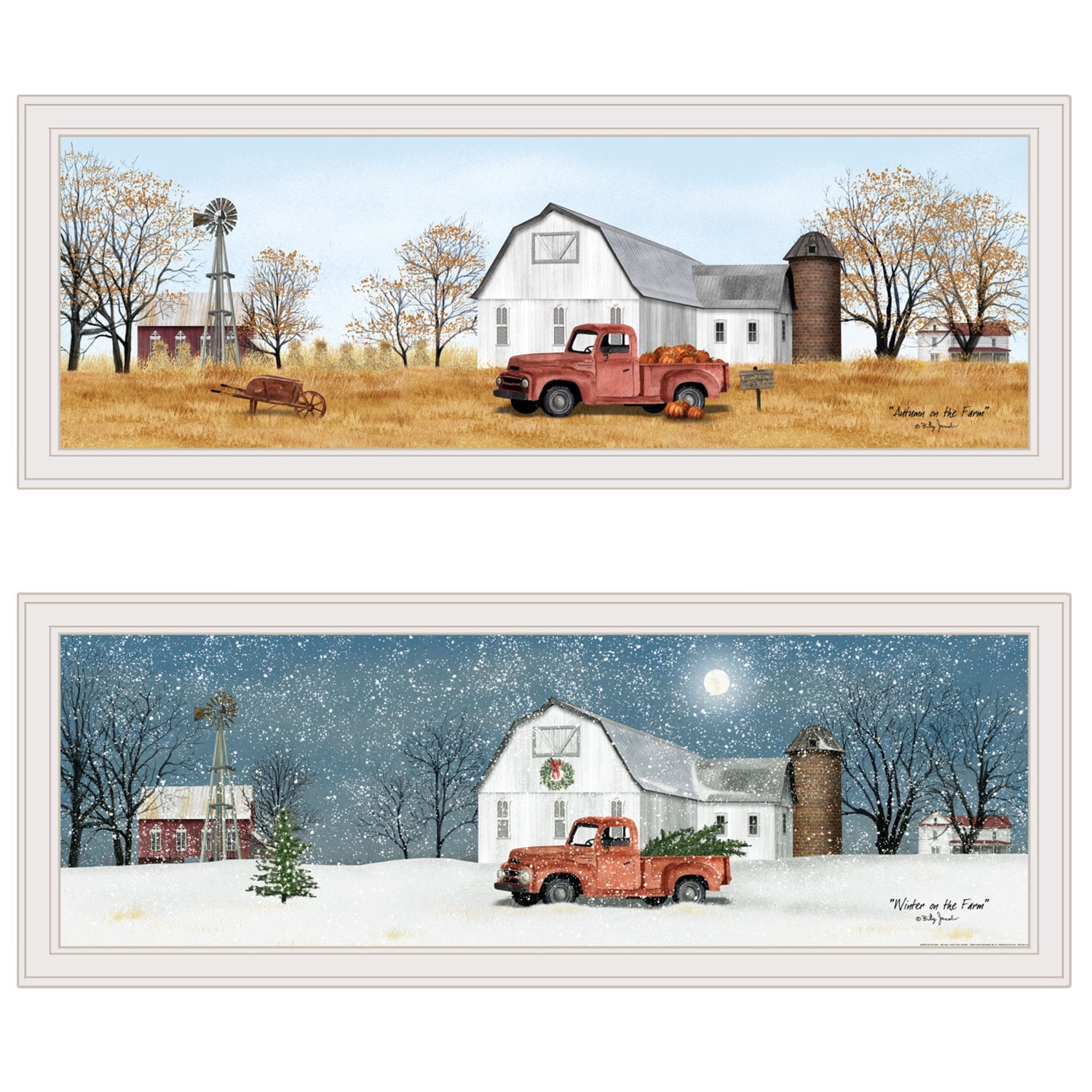 White Framed Billy Jacobs Seasonal-Autumn/Winter Vignette with Rustic ...