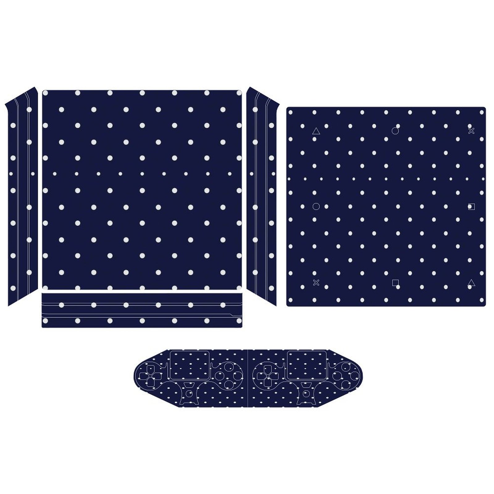 White Free Polka Dots on Navy Blue Background PS4/PS4 Pro/PS4 Slim Skin ...