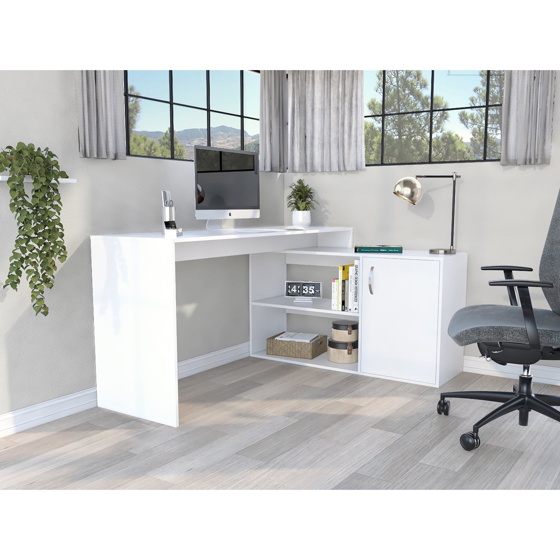 White Freestanding - Cabinet and Shelves - Office Setup - Store Your ...