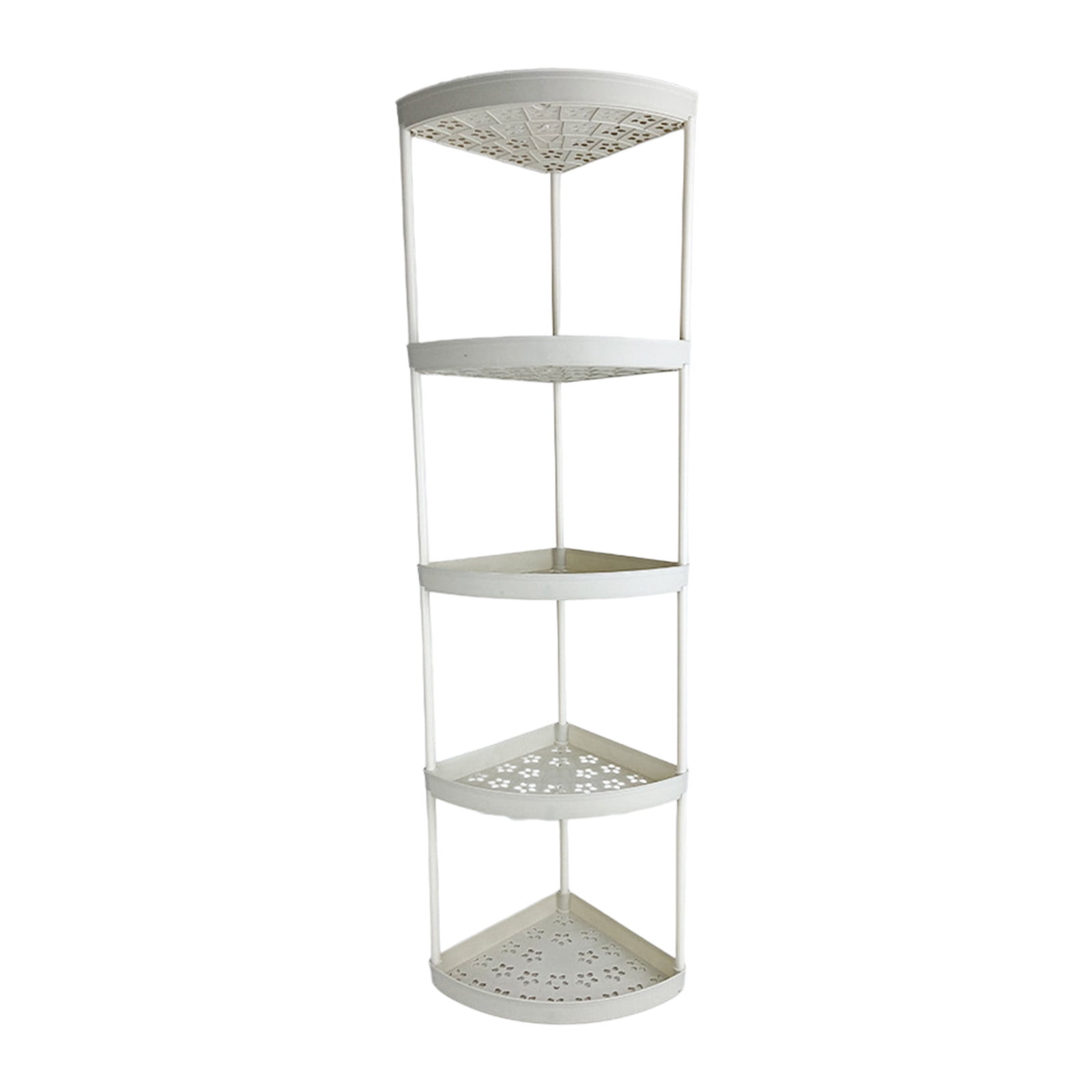 White Freestanding Corner Shelf Rack 5 Tier Bathroom Storage Organizer ...