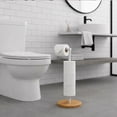 White Freestanding Toilet Paper Holder Stand with Bamboo Base - Walmart.com