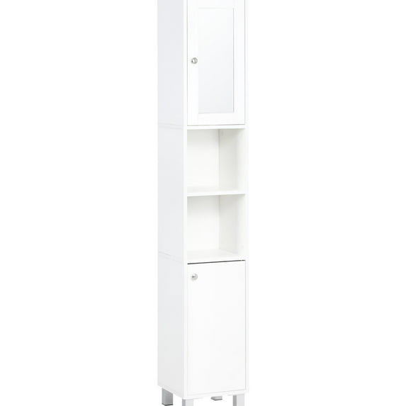 White Freestanding Tower - Two Enclosed & Adjustable Storage - Home ...