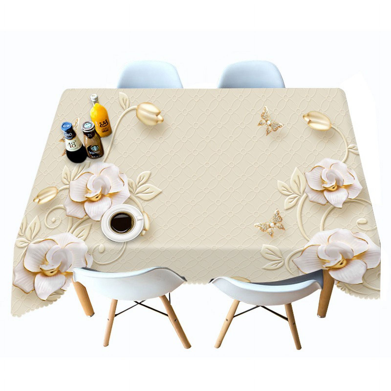 White Fresh Camellia Coffee Table Tablecloth Three-dimensional Relief ...