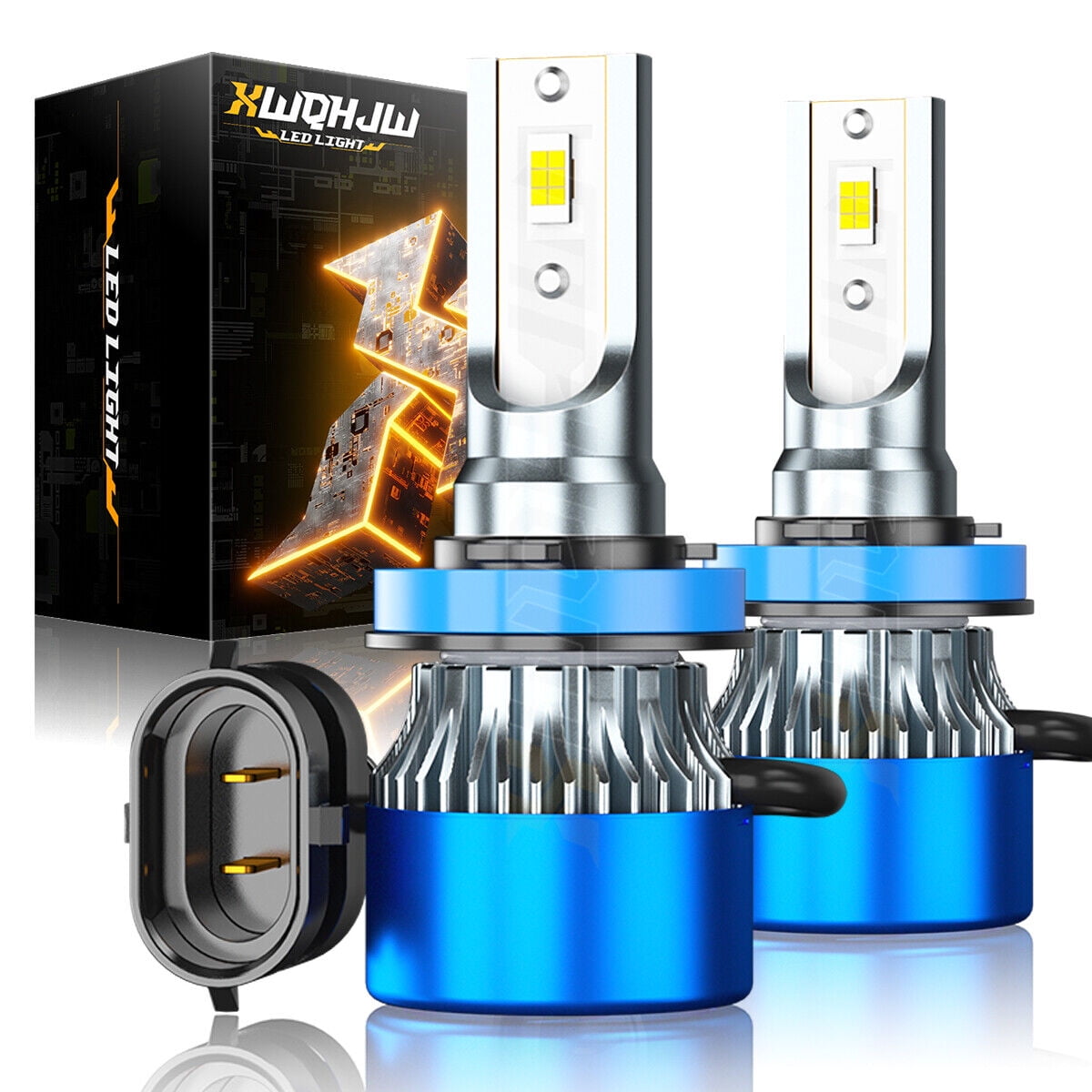 White Front LED Headlight Low Beam Bulbs H11 Lights Combo Super Bright ...