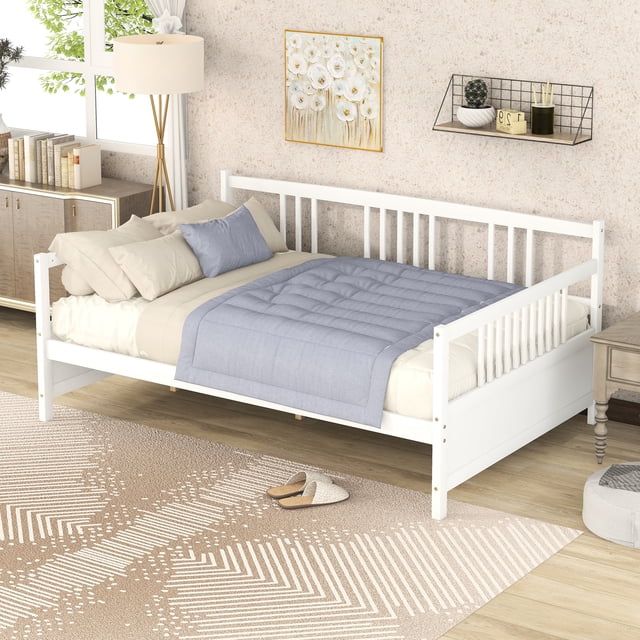 White Full Size Daybed With Support Legs, Multi-functional For Bedroom ...