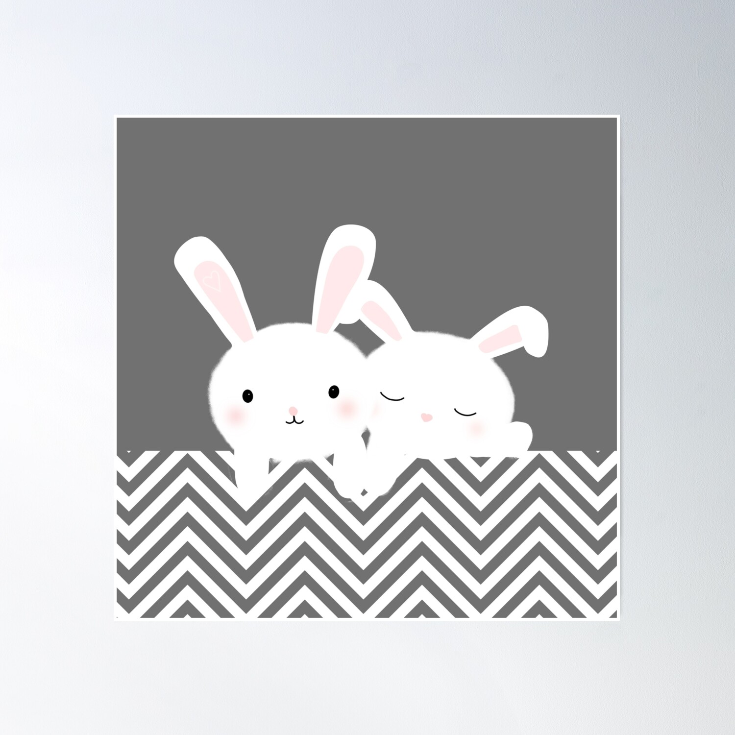 White Funny Rabbits Poster Wall Art, Modern Wall Decor, 24x24 UNFRAMED ...