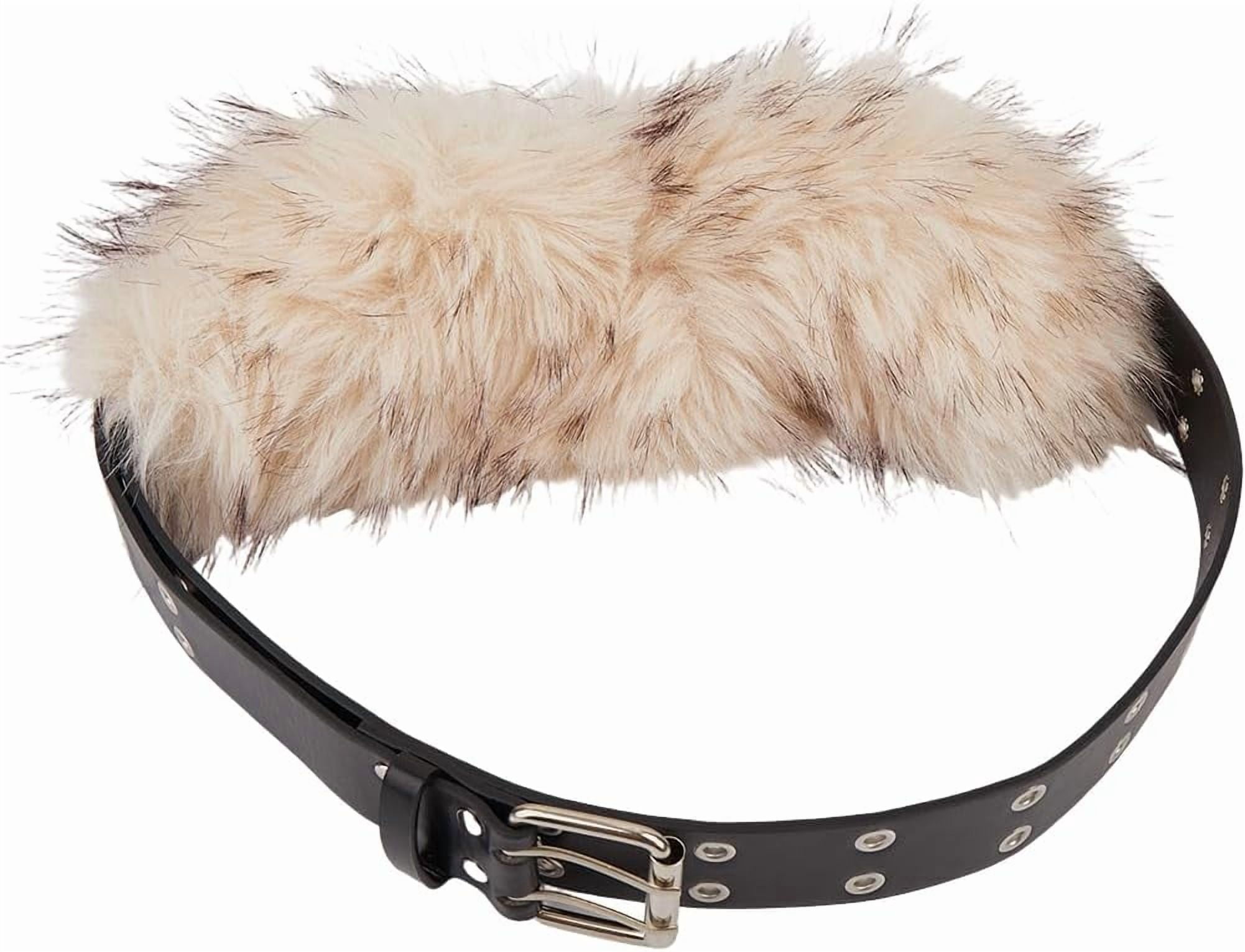 White Fur Leather Belt PU Leather Medieval Renaissance Waist Belts Punk ...