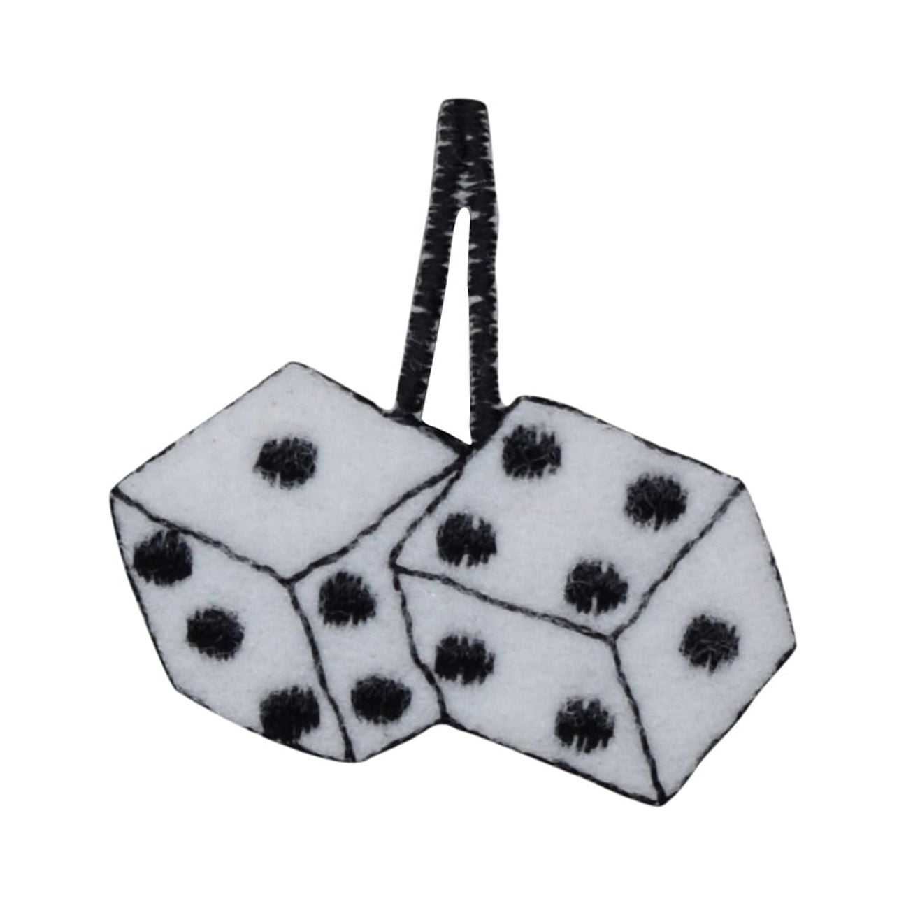 White Fuzzy Dice - 50's Culture - Iron on Applique/ Embroidered Patch ...