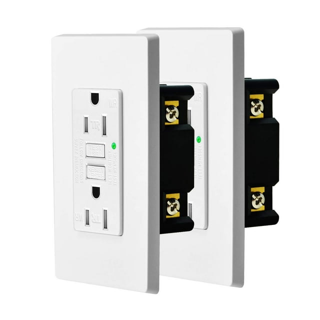 White GFCI Outlet 15Amp 2PK,Nineleaf White Outlets Receptacles,GFI ...
