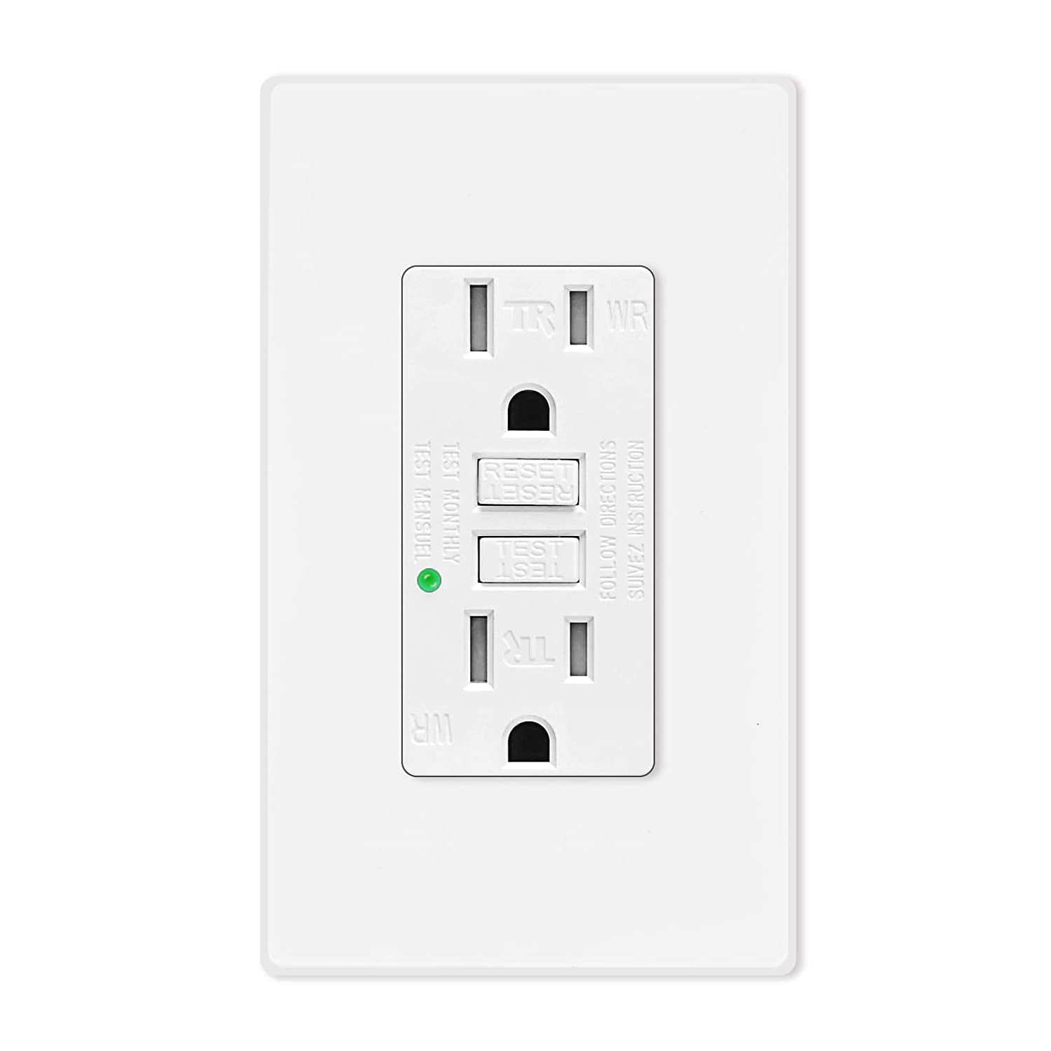 White GFCI Outlet 15Amp,Nineleaf White Outlets Receptacles,GFI ...