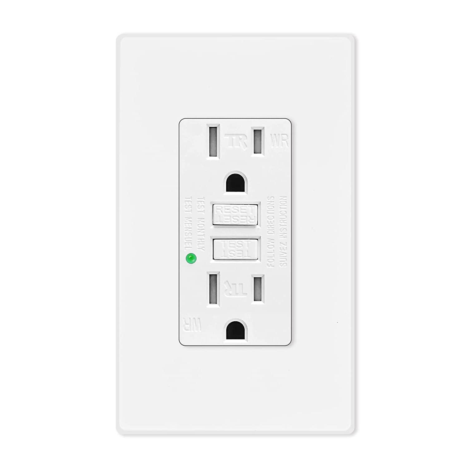 White GFCI Outlet 15Amp,Nineleaf White Outlets Receptacles,GFI ...