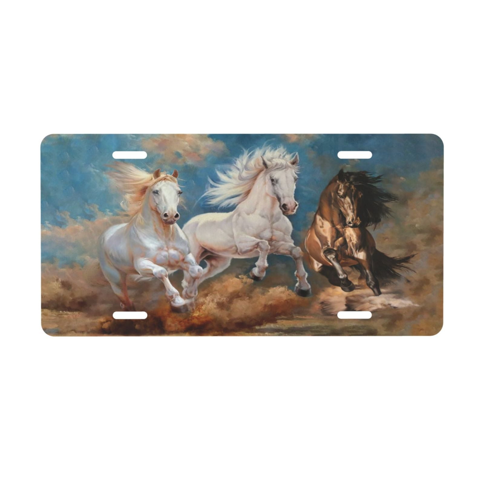 White Galloping Horse Art License Plate Front Metal Car Plate 6×12 Inch ...