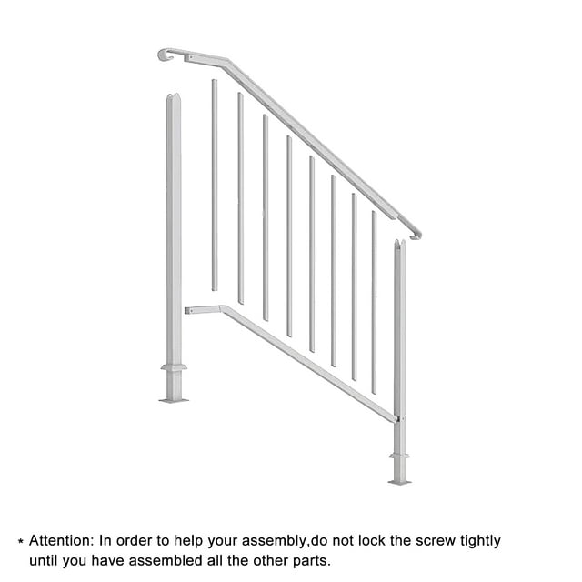 ‌White Galvanized Iron 3-Step Handrail - Weather-Resistant Outdoor ...