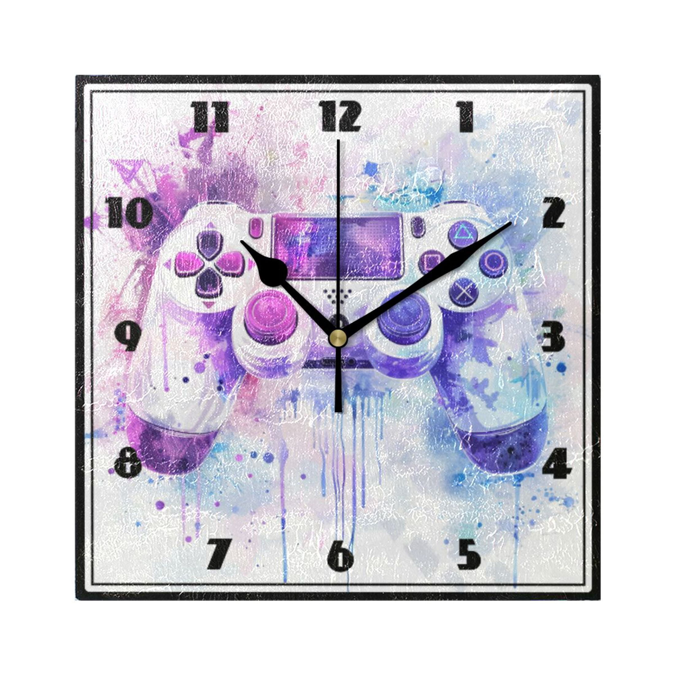 White Game Handle Wall Clock 7.78" Non-Ticking Silent Battery Operated ...
