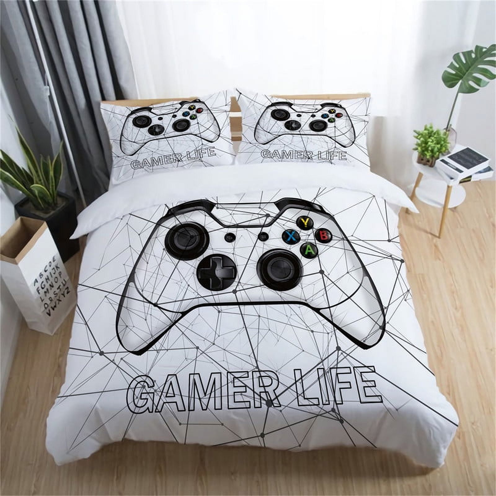 White Gamer Life Quilt Cover Duvet Cover Comforter Cover Set Bedroom ...
