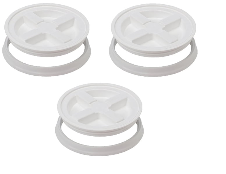White Gamma Seal Lids - 3 Pack (with 10% - 60% humidity indicator card ...