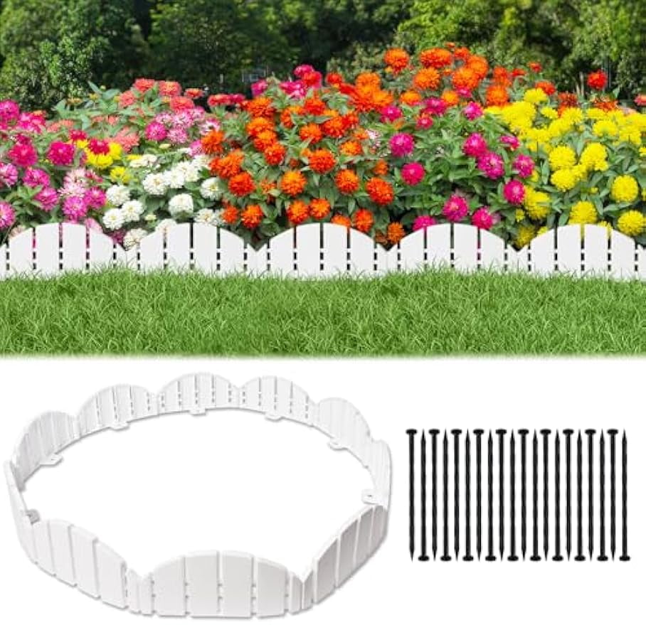 White Garden Edging Border,Garden Lawn Border with Anchoring Spikes ...