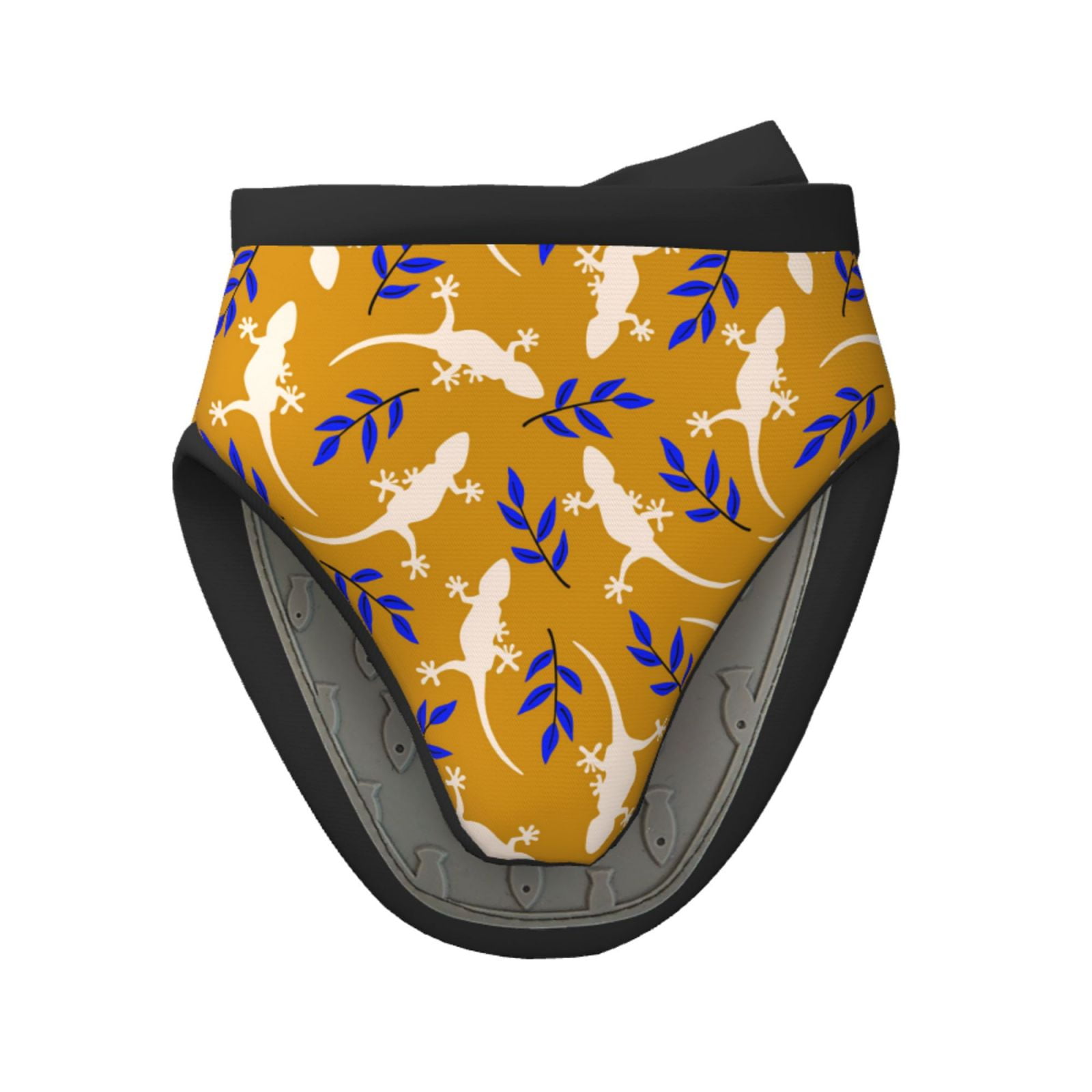 White Gecko Lizard Blue Leaves Oven Mitts Heat Resistant with Hanging ...