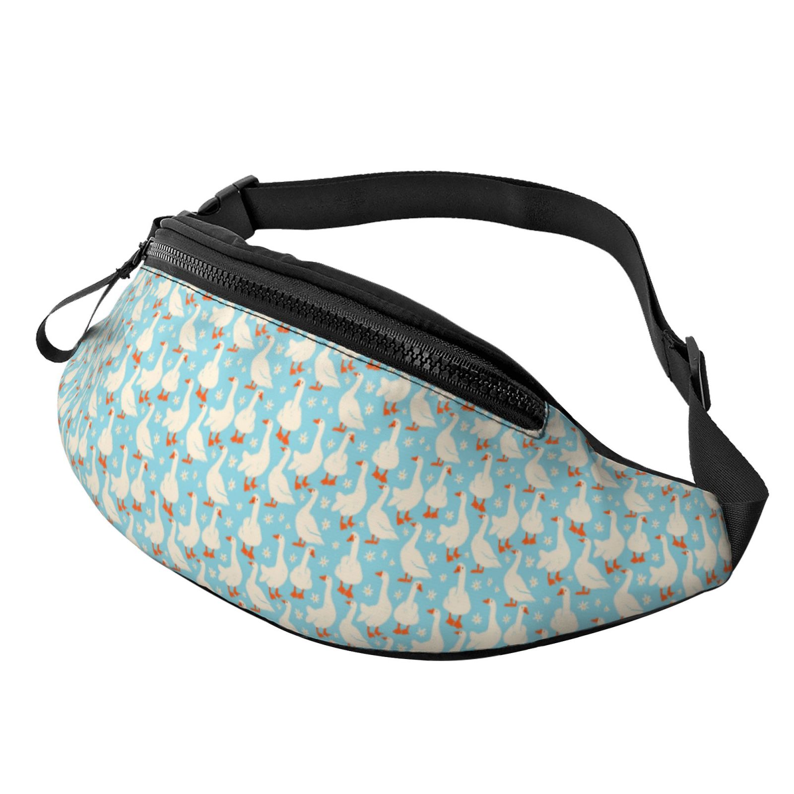 White Geese and Flower Fanny Packs Waist Bag Crossbody Bags for Women ...