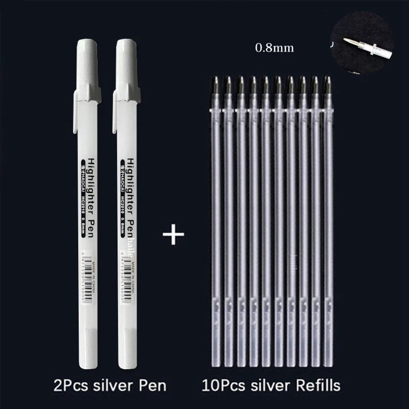 White Gel Pen set Highlight Paint White Marker Pen 0.8mm Fine Tip ...