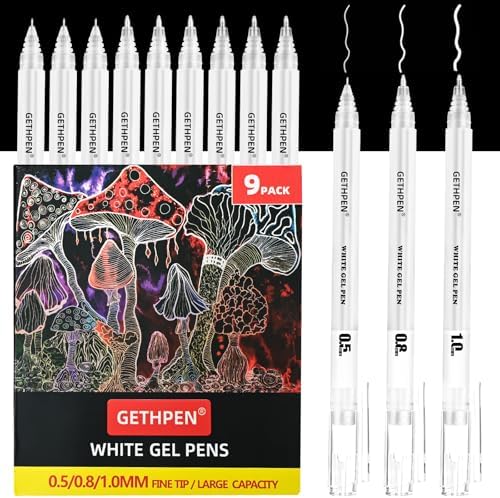 White Gel Pens,1mm, 0.8mm 0.5mm Fine Point Opaque White Archival Ink ...