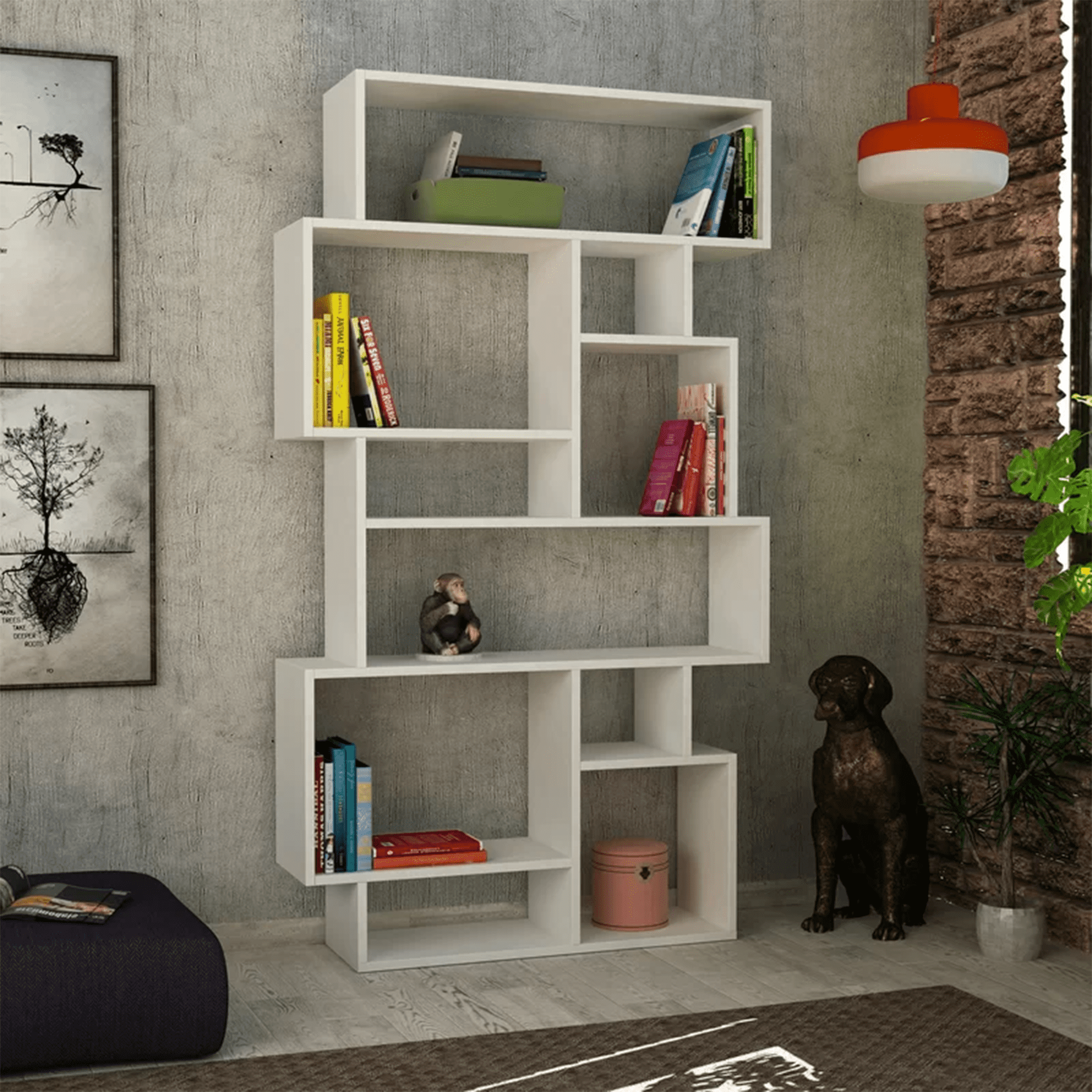 White Geometric Bookcase - Walmart.com