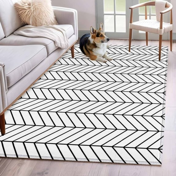 White Geometric Kitchen Runner Rug 2.7x5 Washable Runners for Hallway ...