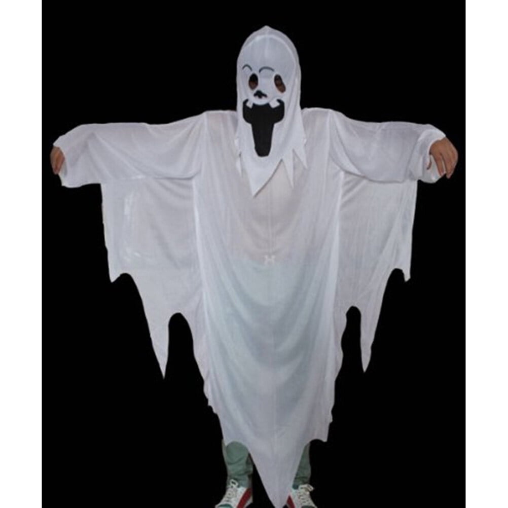 White Ghost Dress With Hooded Mask And Gloves Child Halloween Costume ...