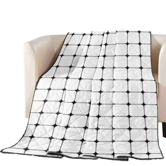 White Gingham Quilted Comforters Cooling Blanket Oversized King Size ...