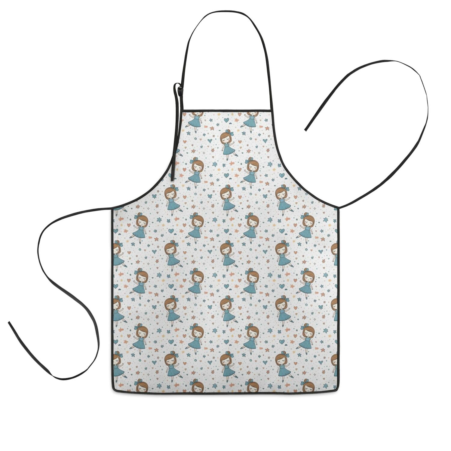 White Girl Dance Pattern Kids Aprons for Girls and Boys,Adjustable Neck ...