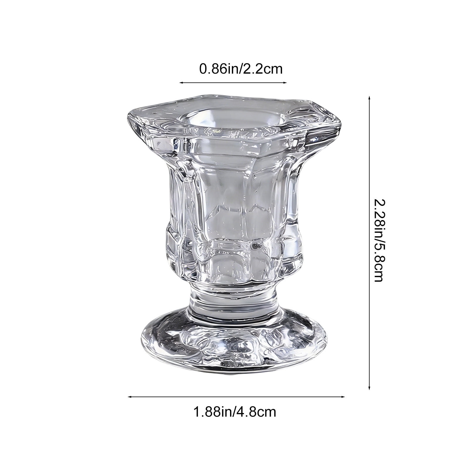White Glass Candlestick Small Hexagon Shape For Table Settings Includes ...