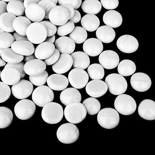 White Glass Flat Gemstone Vase Fillers (1 LB) | Flat Aquarium Marble ...