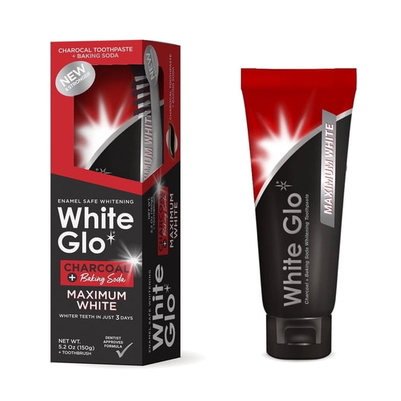 White Glo Charcoal and Baking Soda Toothpaste, Whitening, Nonabrasive ...