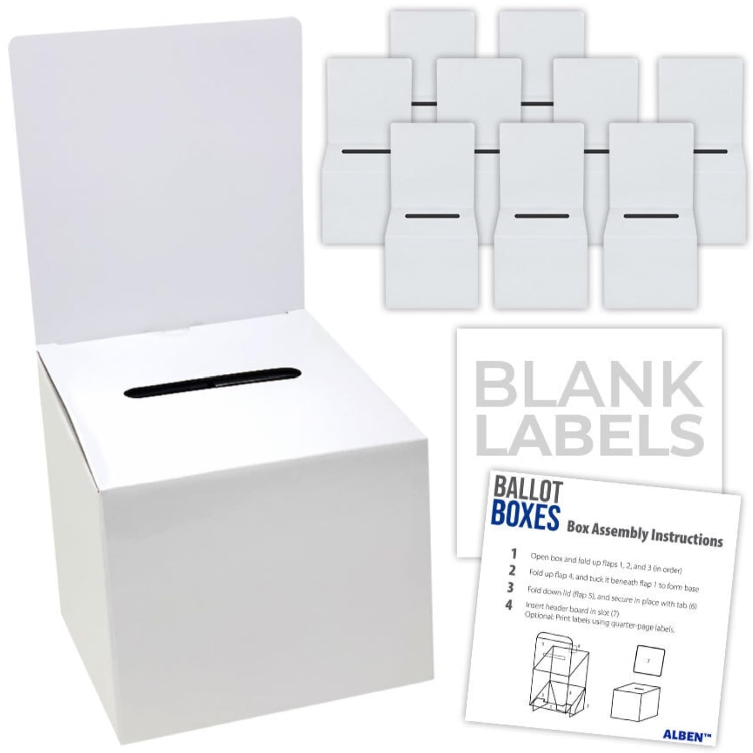 White Glossy 6x6x6" Ballot Box (10 Pack) - Versatile Raffle Ticket Box ...