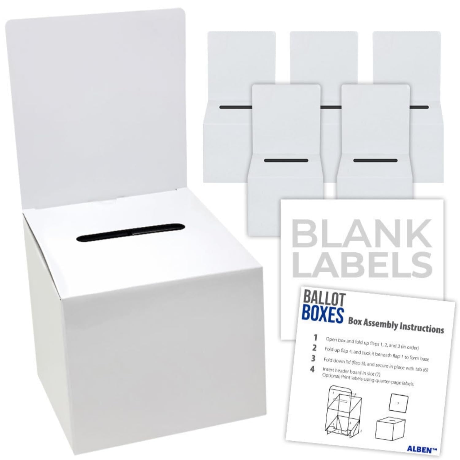 White Glossy 6x6x6" Ballot Box (6 Pack) - Versatile Raffle Ticket Box ...