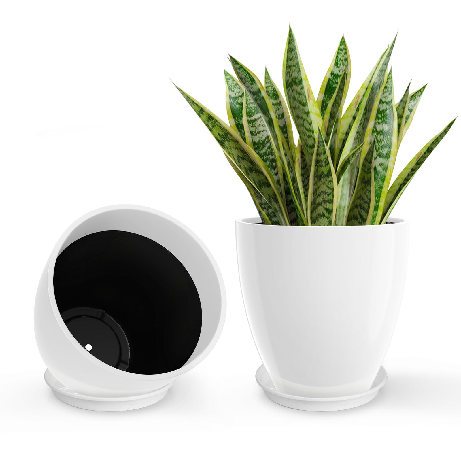 White Glossy Ceramic Style Flower Pot for Indoor and Outdoor Use, 12 ...