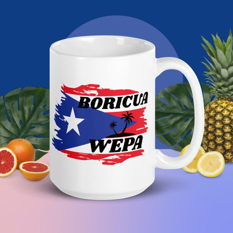 White Glossy Mug Coffee Cup Puerto Rico Flag Boricua Wepa Low Price ...