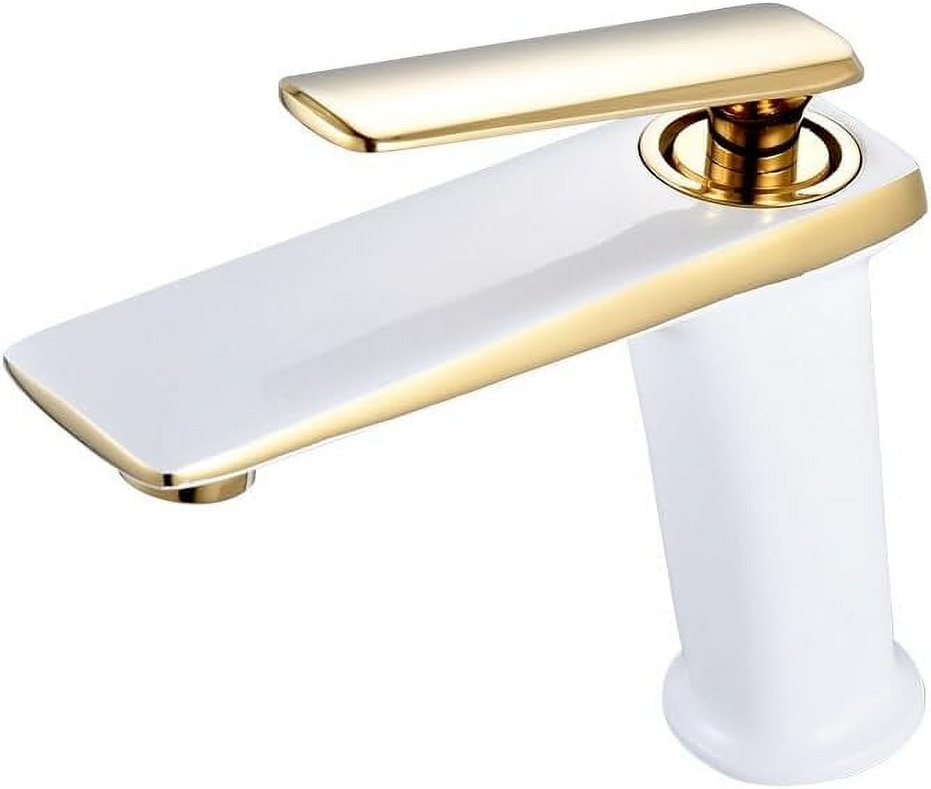 White Gold Basin Faucet Cold and Hot Water Bathroom Faucet Single ...