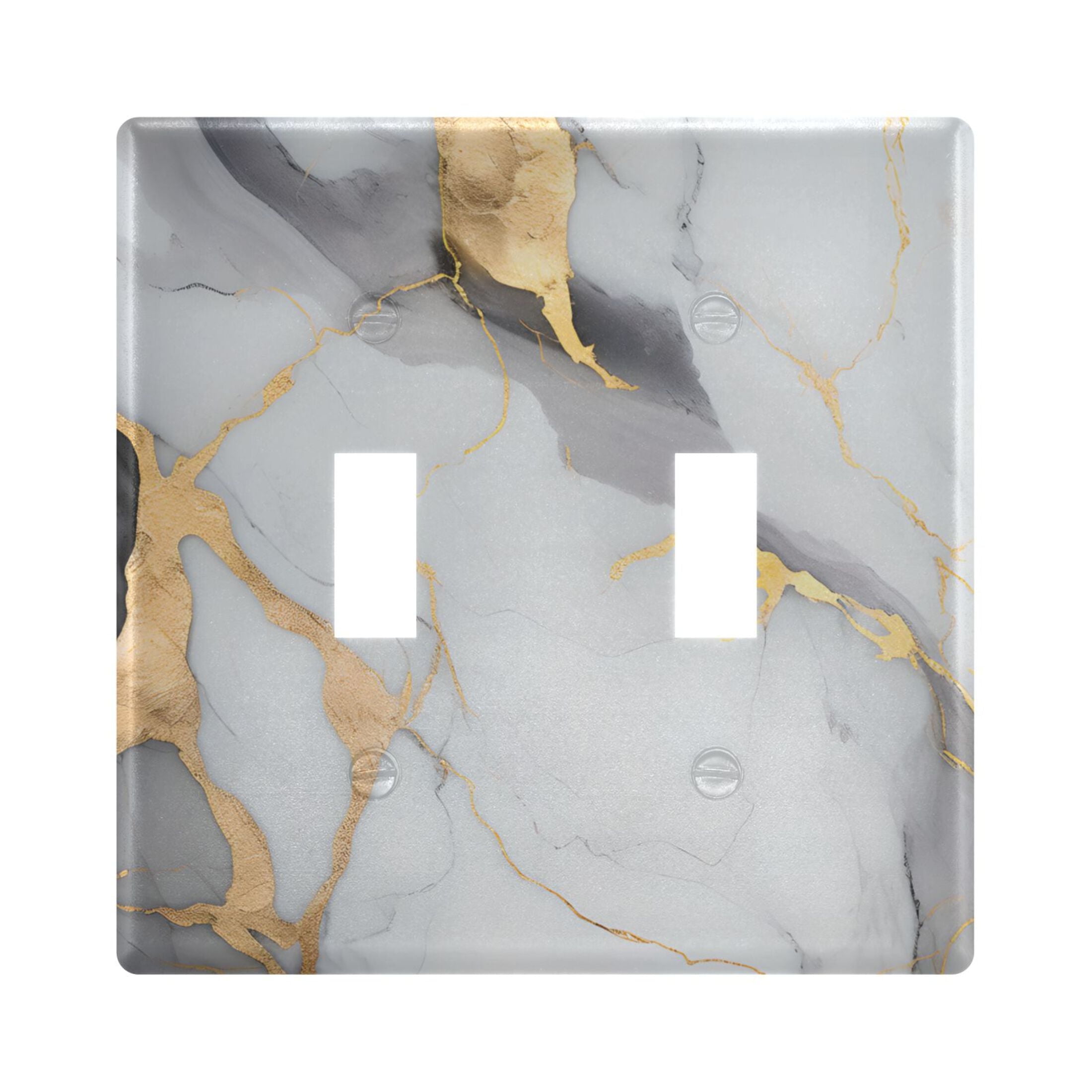 White Gold Black Marble Light Switch Plate Covers 2 Gang Wall Plate ...