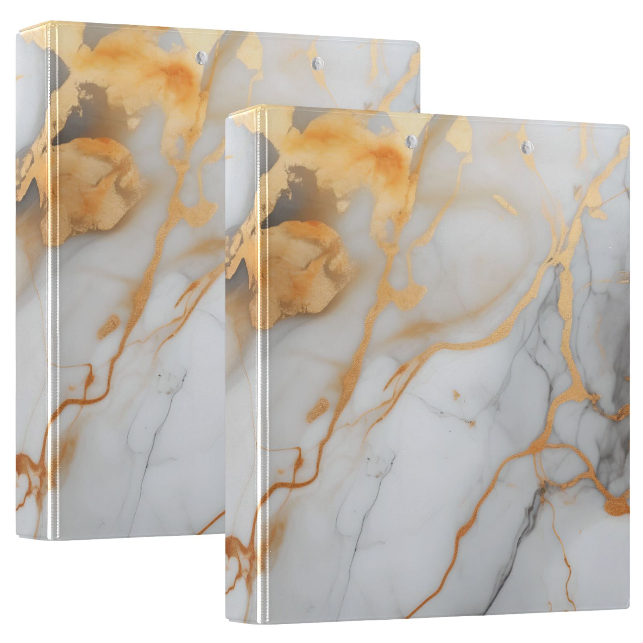 White Gold Brown Marble 3 Ring Hardcover Binders 1.5" Round Rings for ...