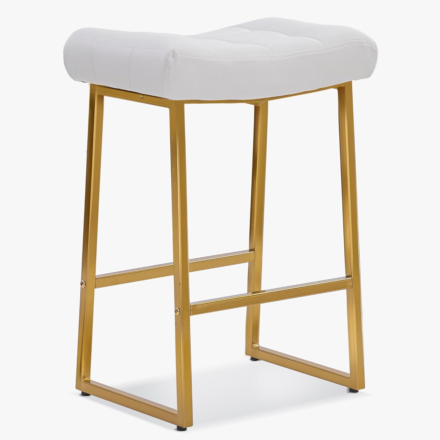 White & Gold Counter Height Bar Stool for Kitchen Counter Modern ...