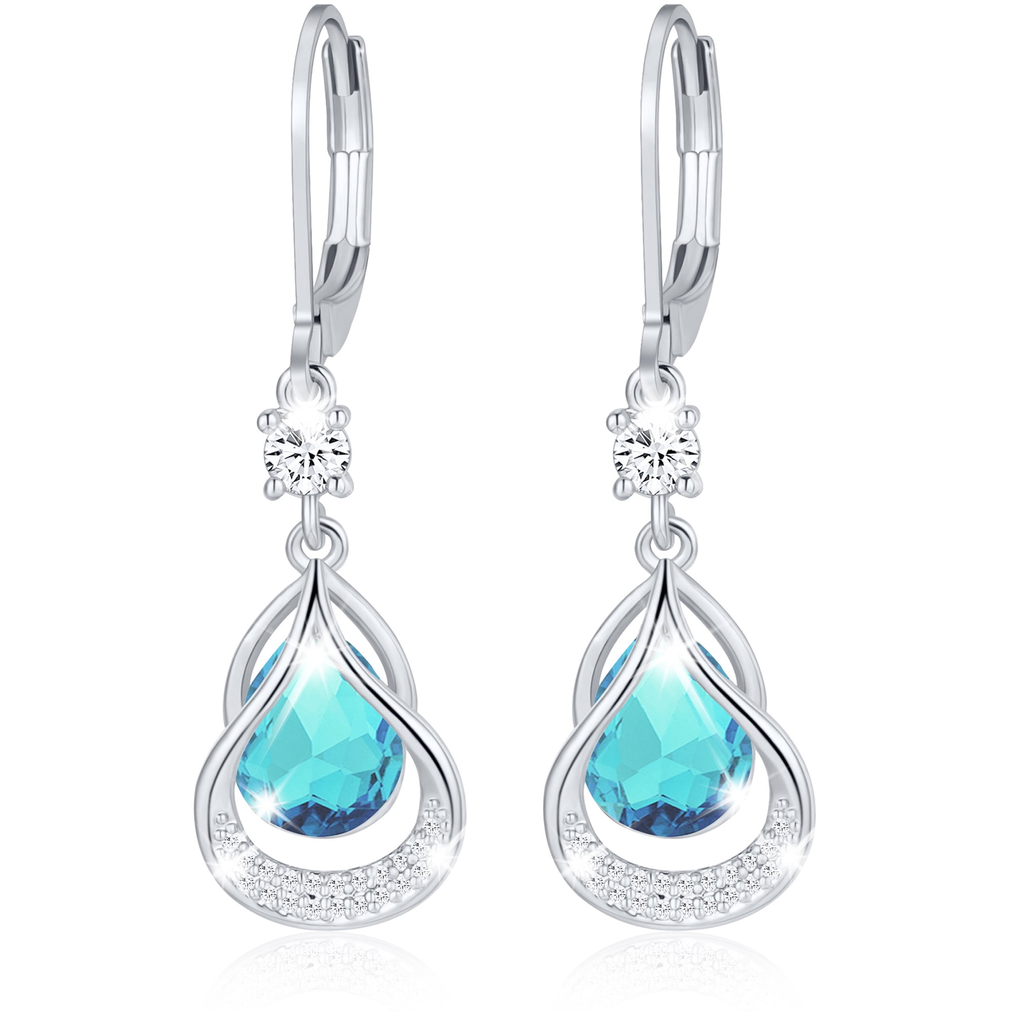 APSVO 18K White Gold Plated Drop Earrings, Blue Tanzanite December ...